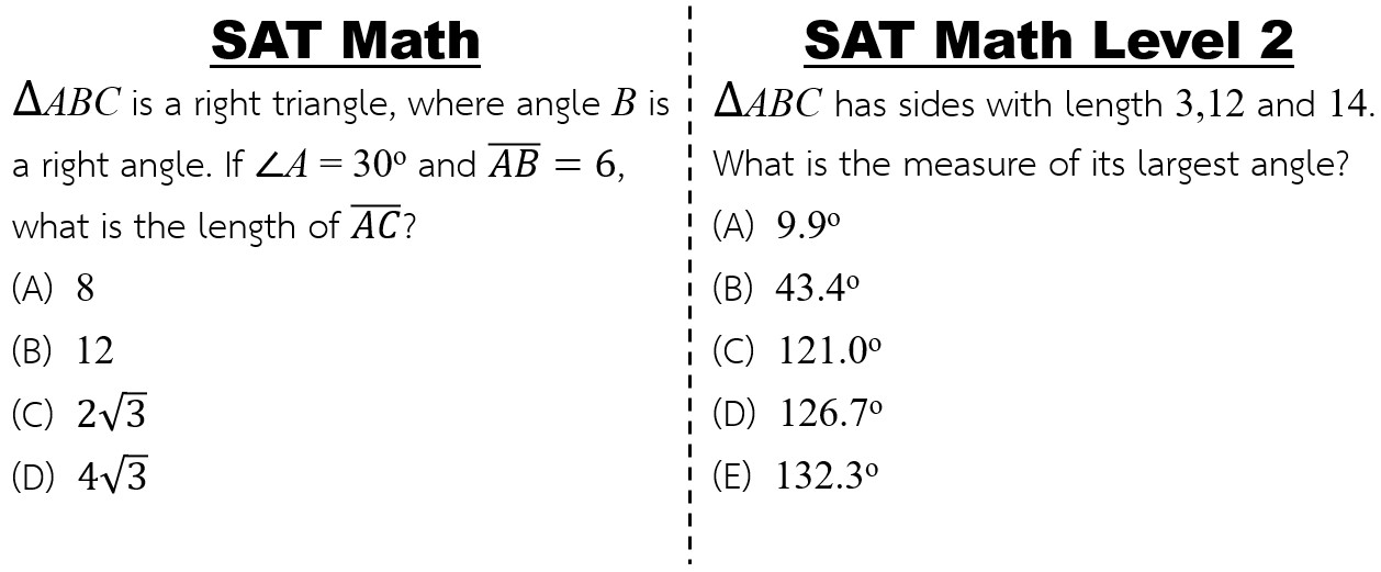 เปรียบเทียบ SAT Subject Test Math Level 2 vs SAT Math แบบหมัดต่อหมัด ...