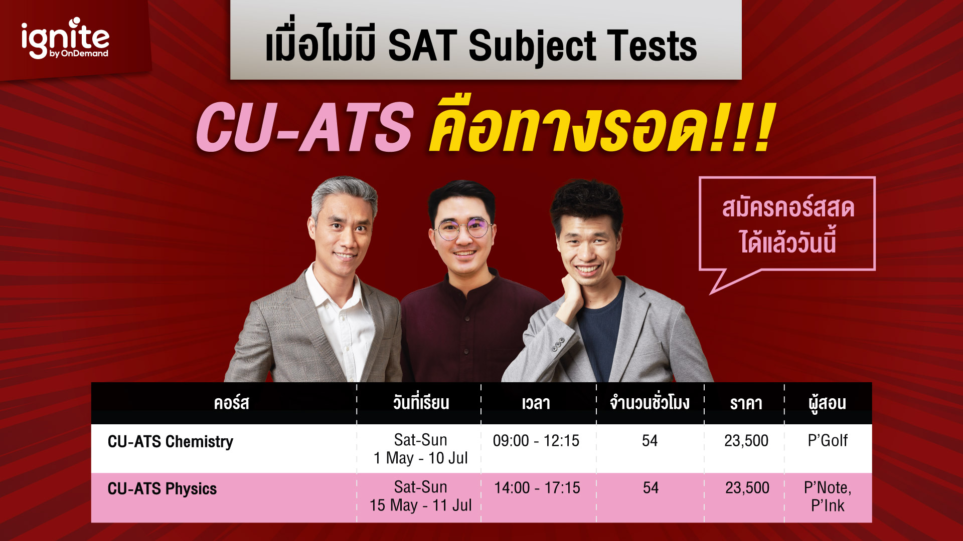 CU-ATS กับ SAT Subject Tests แตกต่างกันอย่างไรบ้าง - Ignite by OnDemand
