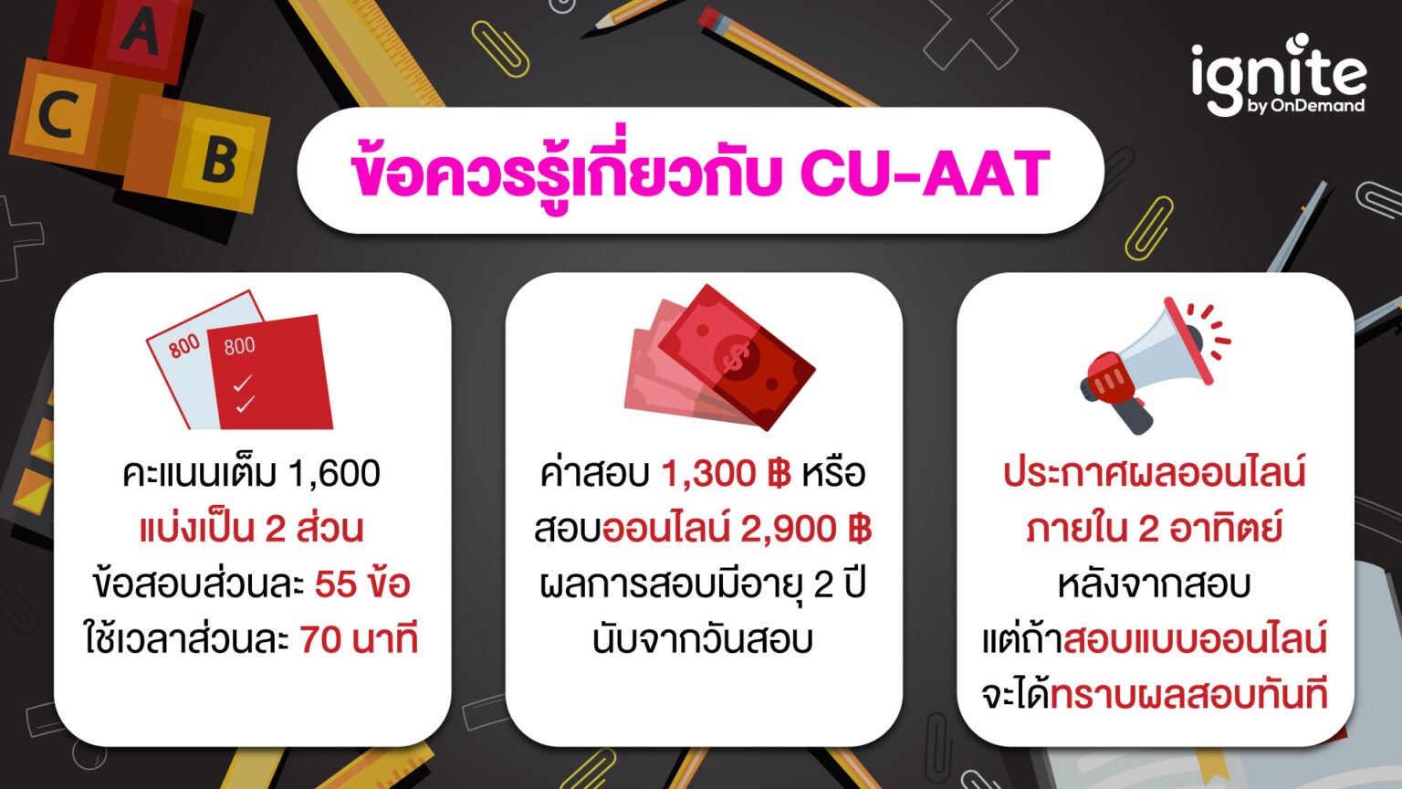 CU-AAT คืออะไร? ครบทุกข้อมูลที่ต้องรู้เกี่ยวกับข้อสอบ CU-AAT - Ignite by OnDemand