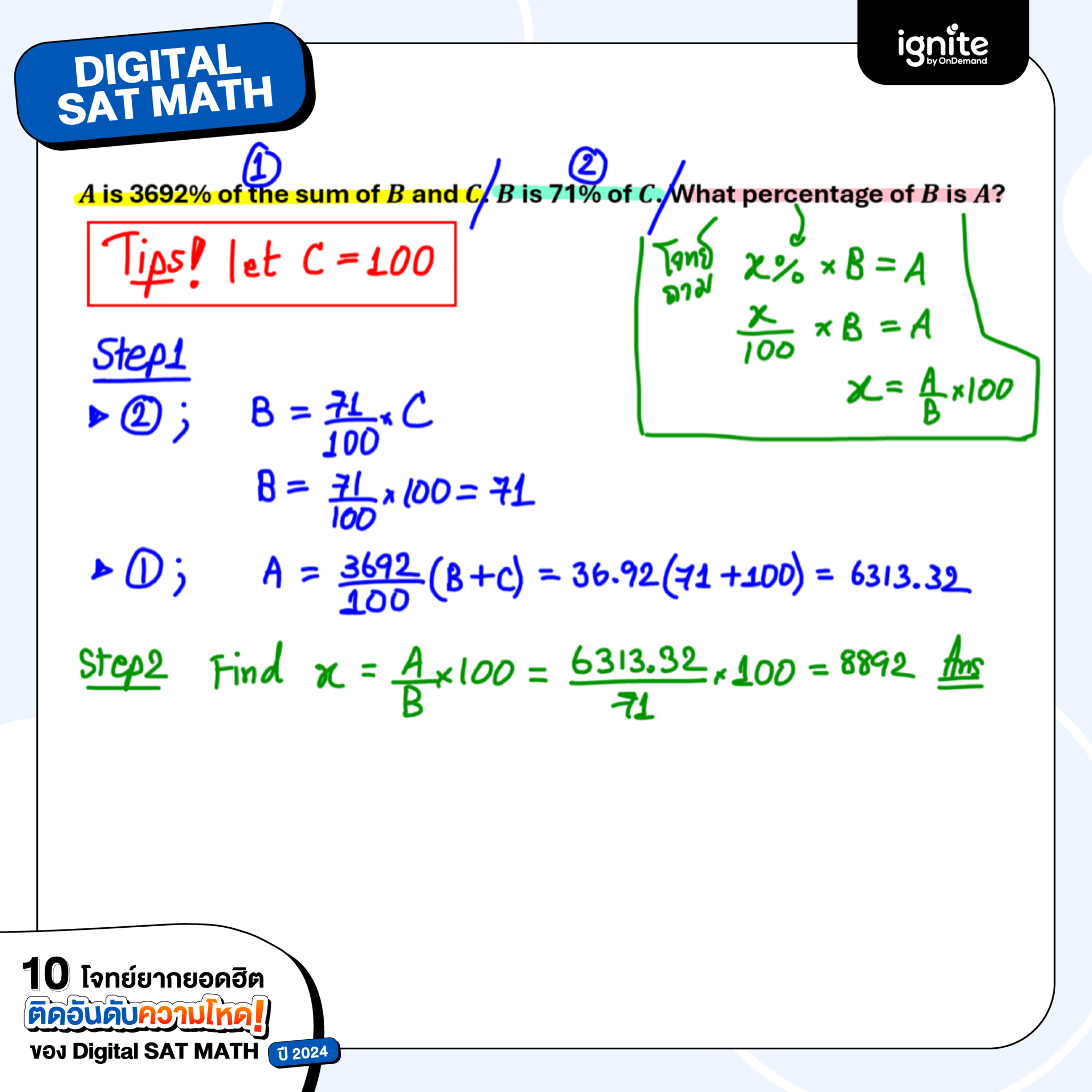 แจกฟรี 10 โจทย์ยากยอดฮิต ติดอันดับความโหด! DIGITAL SAT MATH ปี 2024 ...